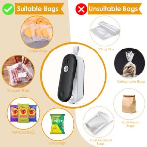 FEPPO Mini Bag Sealer, 2 in 1 Heat Sealer with Cutter, Bag Sealer Heat Seal with Cutter Portable Resealer Machine for Plastic Bags Food Storage Snacks (Batteries Included)