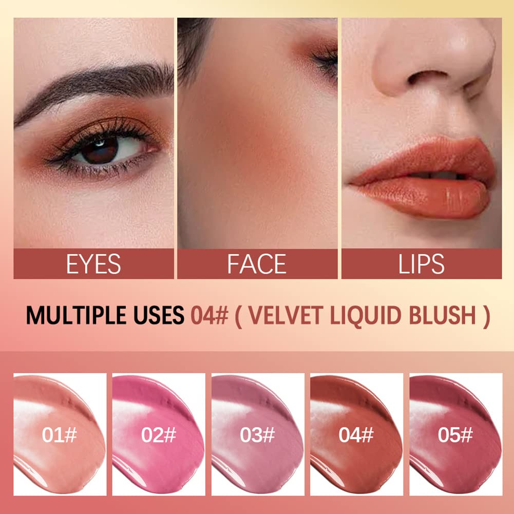 Velvet Liquid Blush, Natural Matte Finish Looking, Dewy Cheek Tint, Soft Cream Face Blush,Moisturizing Lightweight Blendable Feel,Long-Lasting 0.25 oz/7.5ml - 01#