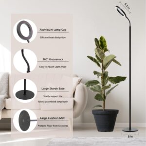 Geciliaoran Grow Light for Indoor Plants, Full Spectrum LED Halo Tall Plant Growing Lights with Stand, Height Adjustable Growth Floor Lamp with Automatic Timer, Dimmable Brightness for Large Plant