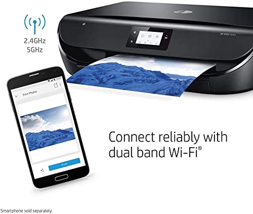 HP Envy 5055 Wireless Color Photo All-in-One Inkjet Printer - Print Scan Copy - 2.2" Touchscreen LCD, 10 ppm, 1200 x 1200 dpi, 8.5 x 14, Auto 2-Sided Printing, Borderless Printing, USB