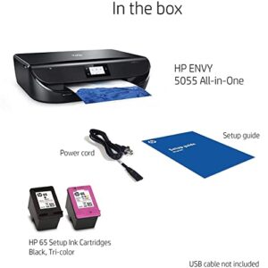 HP Envy 5055 Wireless Color Photo All-in-One Inkjet Printer - Print Scan Copy - 2.2" Touchscreen LCD, 10 ppm, 1200 x 1200 dpi, 8.5 x 14, Auto 2-Sided Printing, Borderless Printing, USB