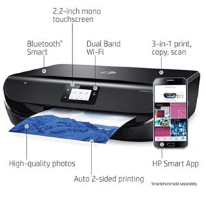 HP Envy 5055 Wireless Color Photo All-in-One Inkjet Printer - Print Scan Copy - 2.2" Touchscreen LCD, 10 ppm, 1200 x 1200 dpi, 8.5 x 14, Auto 2-Sided Printing, Borderless Printing, USB