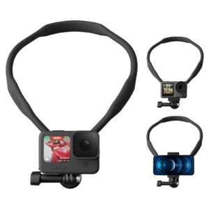 telesin se neck mount phone clip kit, chest strap backpack pov selfie video vlog necklace holder lanyard strap attach for gopro 12 11 10 9 8 insta360 x3 go3 ace pro dji action 4 osmo pocket 3 iphone