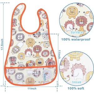 Jeyiour 24 Pcs Baby Waterproof Bibs with Food Catcher Adjustable Snaps Plastic Feeding Bibs for Toddlers, 6 to 36 Months