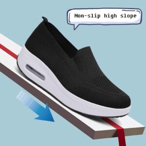 DACHOI Women Orthopedic Sneakers Mesh Platform Wedge Sneakers Slip On Breathable Lightweight Fashion Sneakers Loafers Walking Shoes Black 39