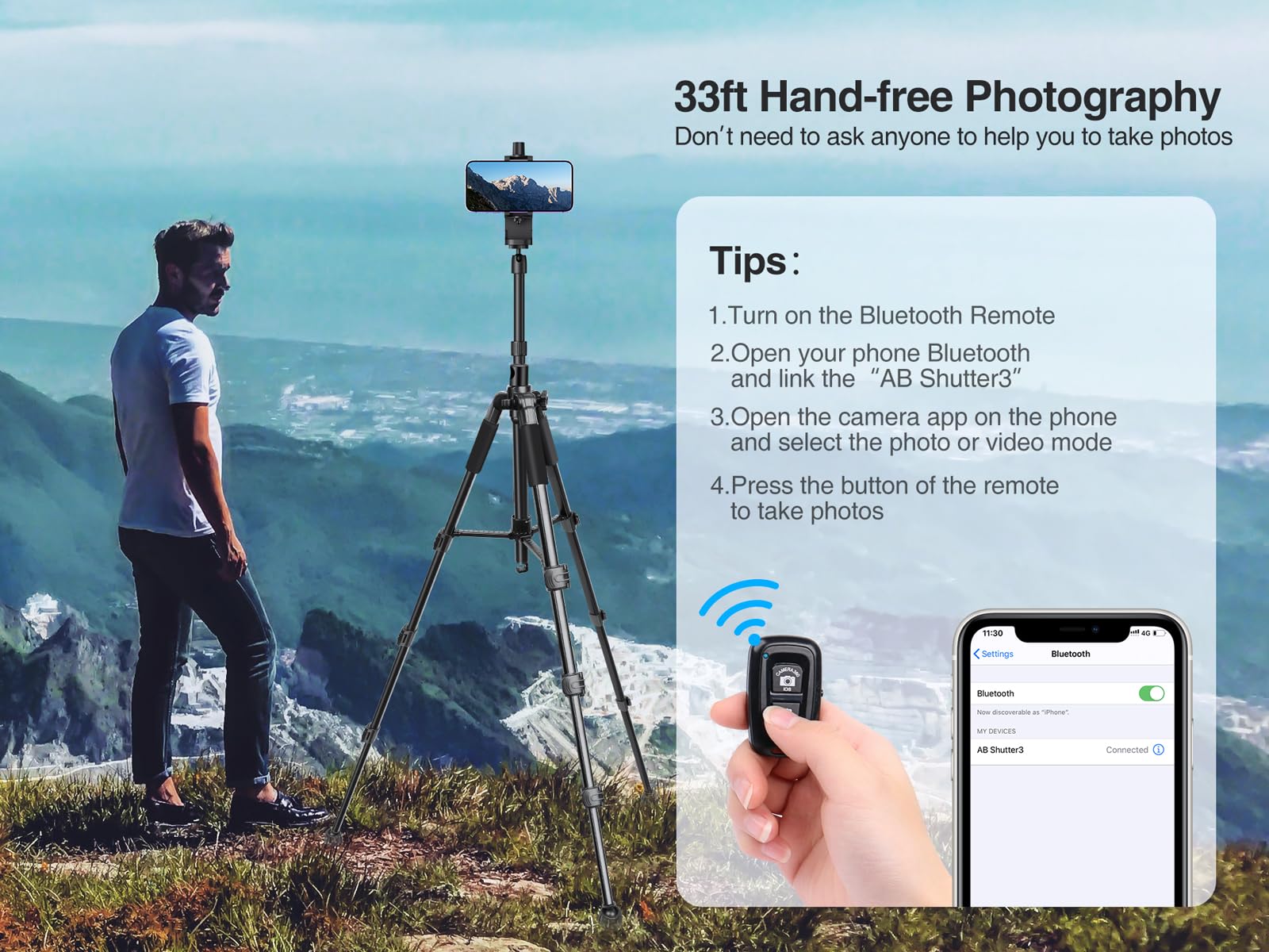 Elitehood Newest Ultra-Stable Overhead Tripod for iPhone – Heavy Duty Aluminum Tripod & 25in Horizontal Long Phone Arm, Tall Phone Stand Mount for Recording, 360°Adjustable iPhone Tripod Stand