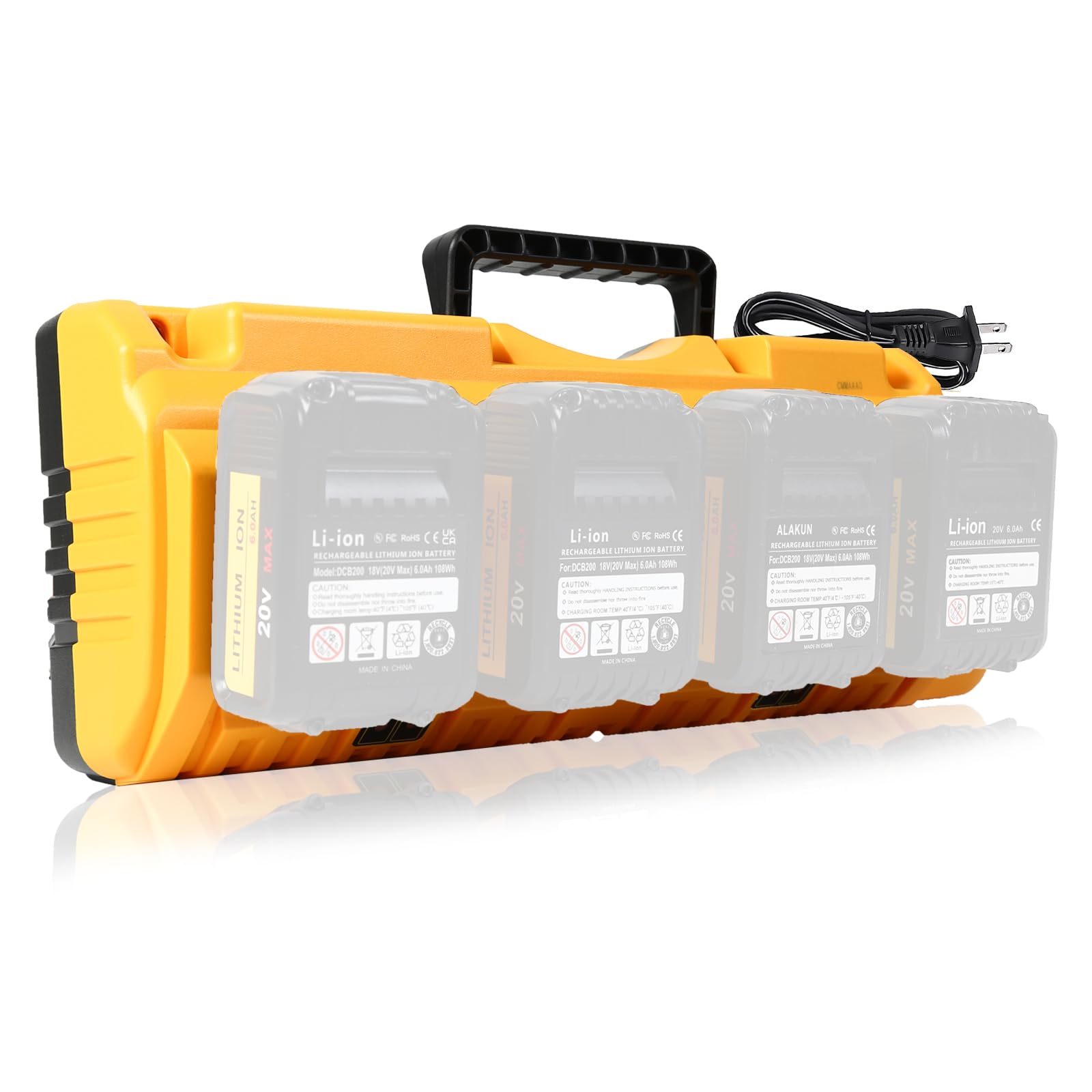 3.0A Fast Charging DCB104 Battery Charger Station for Dewalt Battery,Simultaneous Charging for 12V and 20V Max Battery, Compatible with DCB124 DCB126 DCB200 DCB205