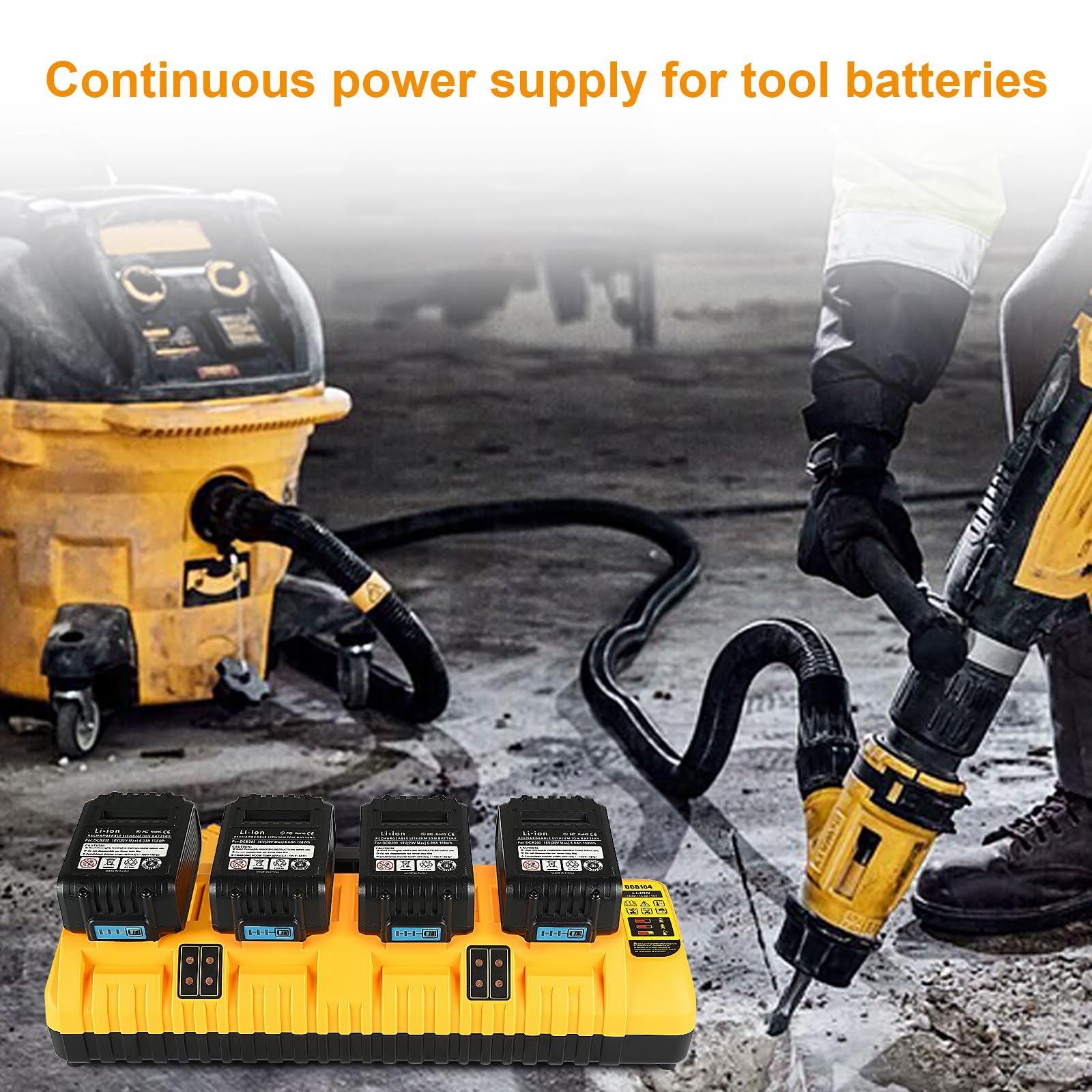 3.0A Fast Charging DCB104 Battery Charger Station for Dewalt Battery,Simultaneous Charging for 12V and 20V Max Battery, Compatible with DCB124 DCB126 DCB200 DCB205