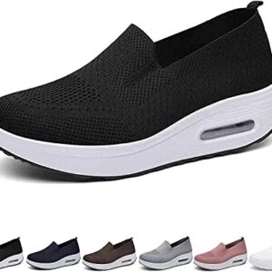 OTELUXS Air Cushion Slip-On Walking Shoes for Women Breathable Orthopedic Diabetic Walking Sneakers,Comfort Platform Sneakers with Arch Support A-Black 41