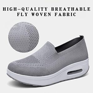 OTELUXS Air Cushion Slip-On Walking Shoes for Women Breathable Orthopedic Diabetic Walking Sneakers,Comfort Platform Sneakers with Arch Support A-Black 41