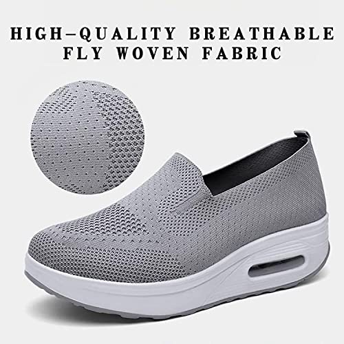 OTELUXS Air Cushion Slip-On Walking Shoes for Women Breathable Orthopedic Diabetic Walking Sneakers,Comfort Platform Sneakers with Arch Support A-Black 41