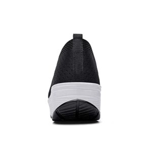 OTELUXS Air Cushion Slip-On Walking Shoes for Women Breathable Orthopedic Diabetic Walking Sneakers,Comfort Platform Sneakers with Arch Support A-Black 41