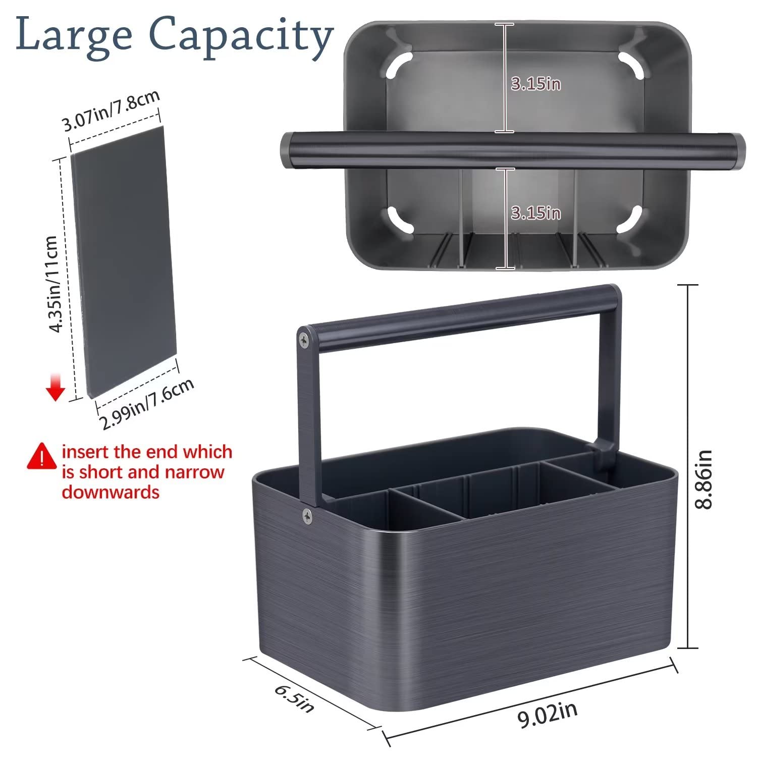 GFWARE Silverware Caddy, Utensil Caddy Organizer with Handle Plastic Silverware Holder for Countertop, Cutlery Holder with 4 Adjustable Compartments Utensil Holder for Party Camping Picnic(Grey)