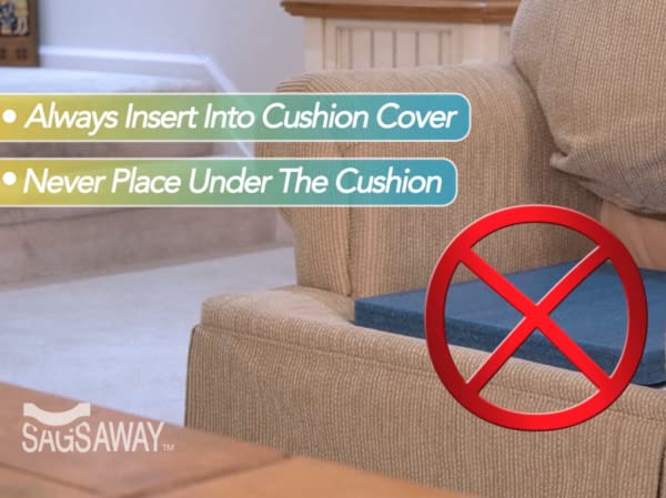 SagsAway 2Pk of Large 1.5in Thick Cushion Inserts and .5in Posture Zones for Support of 2 Saggy Seats. Military Grade Foam to Add Thickness and Delay Replacing Sofa, Measure for Size to Fit in Cover