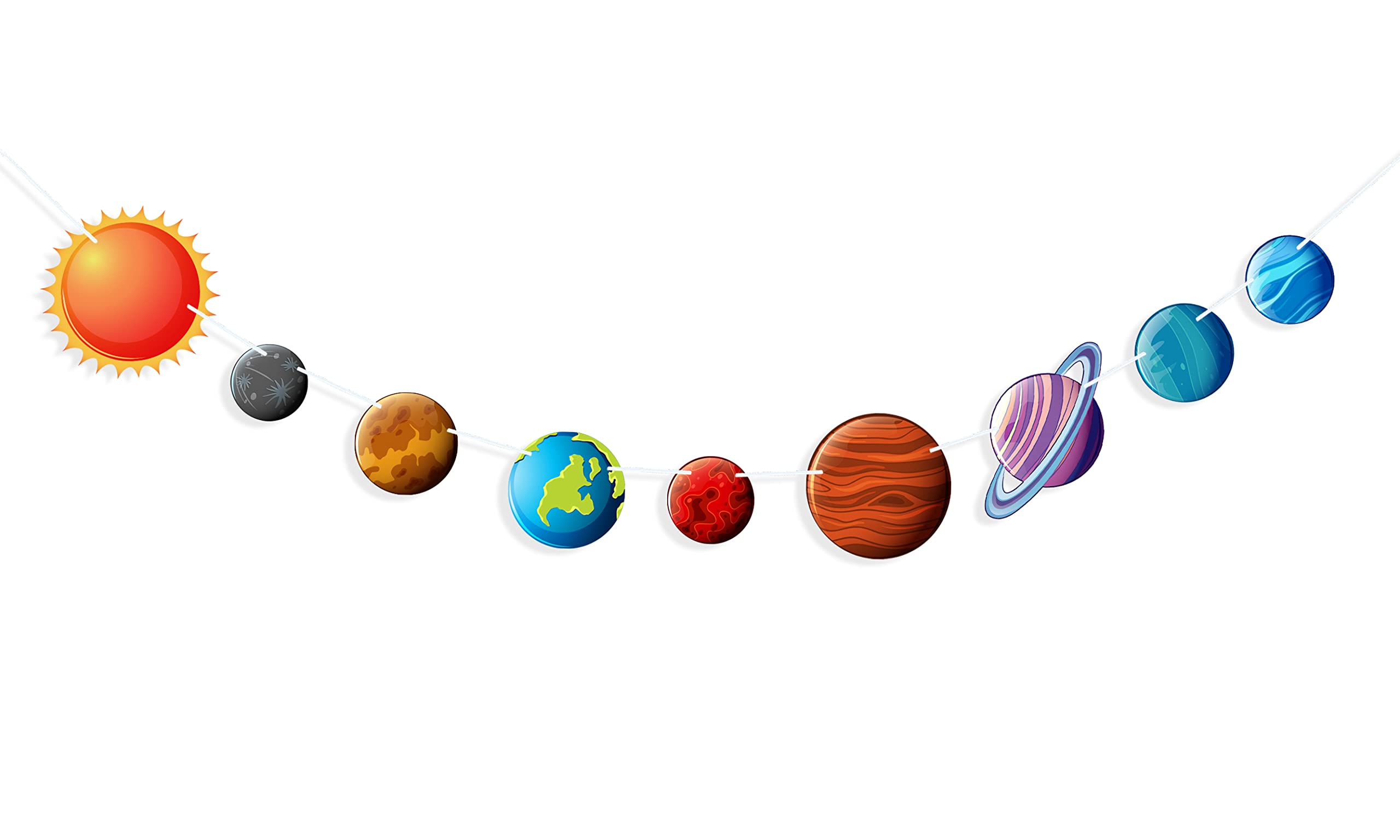 Uniwish Space Banner 9 Pieces Solar System Planets Hanging Paper Garland Outer Space Themed Party Decorations Kids Birthday Party Supplies Photo Backdrop