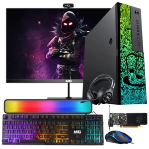 gaming pc computer, techmagnet cobra, intel i5 8th gen, gt 1030, 16gb ram, 512gb ssd, 2tb hdd, 22 inch led monitor, rgb peripherals, webcam, win 11 home (renewed)