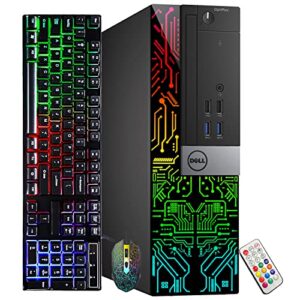 dell optiplex gaming desktop rgb lights computer intel core i5 3.20ghz radeon rx 550 4gb 16 gb ram 512gb m.2 nvme (fast boot) windows 10 pro - wifi - bluetooth - hdmi (renewed)