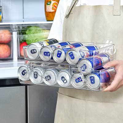 Double - Layer Soda Can Organizer - Auto Rolling - Best For Kitchen And Refrigerator Organizer