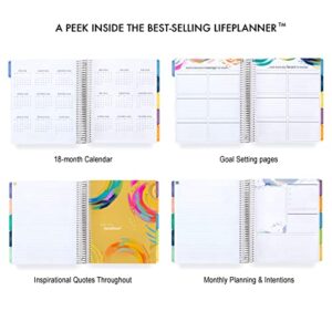 7" x 9" Platinum Spiral Coiled Life Planner (July 2023 - December 2024) - Watercolor Palms Classic Cover + Inspire Interior Pages. Horizontal Weekly & Monthly Agenda by Erin Condren