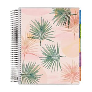 7" x 9" Platinum Spiral Coiled Life Planner (July 2023 - December 2024) - Watercolor Palms Classic Cover + Inspire Interior Pages. Horizontal Weekly & Monthly Agenda by Erin Condren