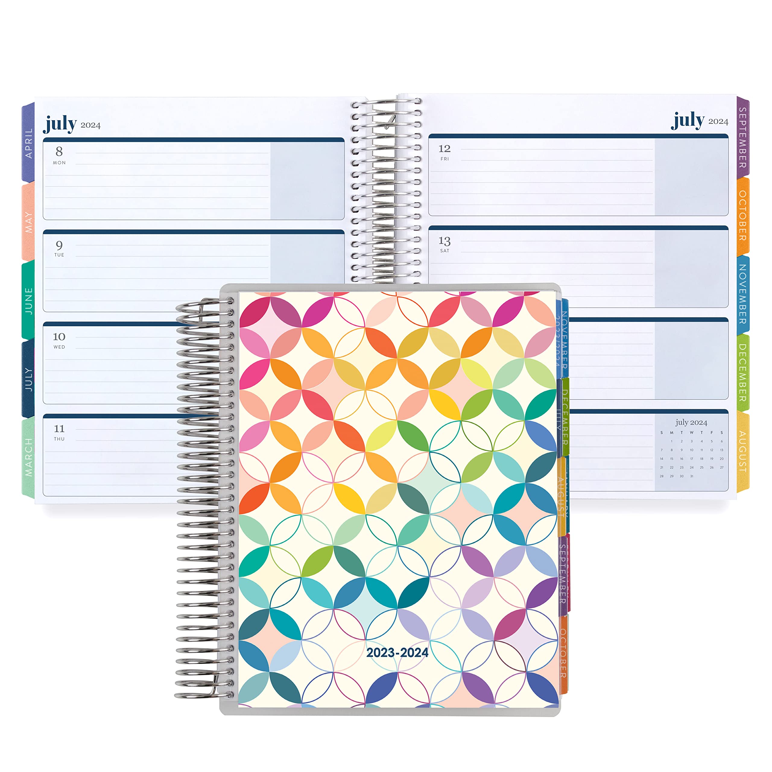 Set of Two - A5 Platinum Spiral Coiled Daily Life Planner Duo (July 2023 - June 2024) - Wildflowers Classic + Wildflowers Classic Covers. Wildflowers Interior Pages by Erin Condren