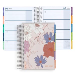 a5 platinum spiral coiled life planner (july 2023 - june 2024) - 2023 layers colorful classic cover + wildflowers interior pages. horizontal weekly & monthly agenda by erin condren