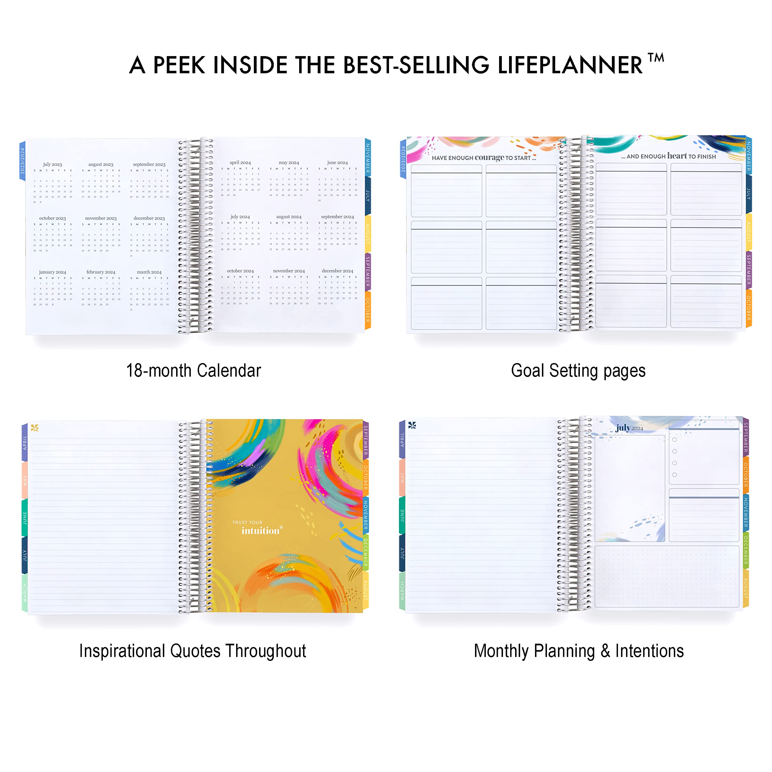 Set of Two - A5 Platinum Spiral Coiled Daily Life Planner Duo (July 2023 - June 2024) - Wildflowers Classic + Wildflowers Classic Covers. Wildflowers Interior Pages by Erin Condren