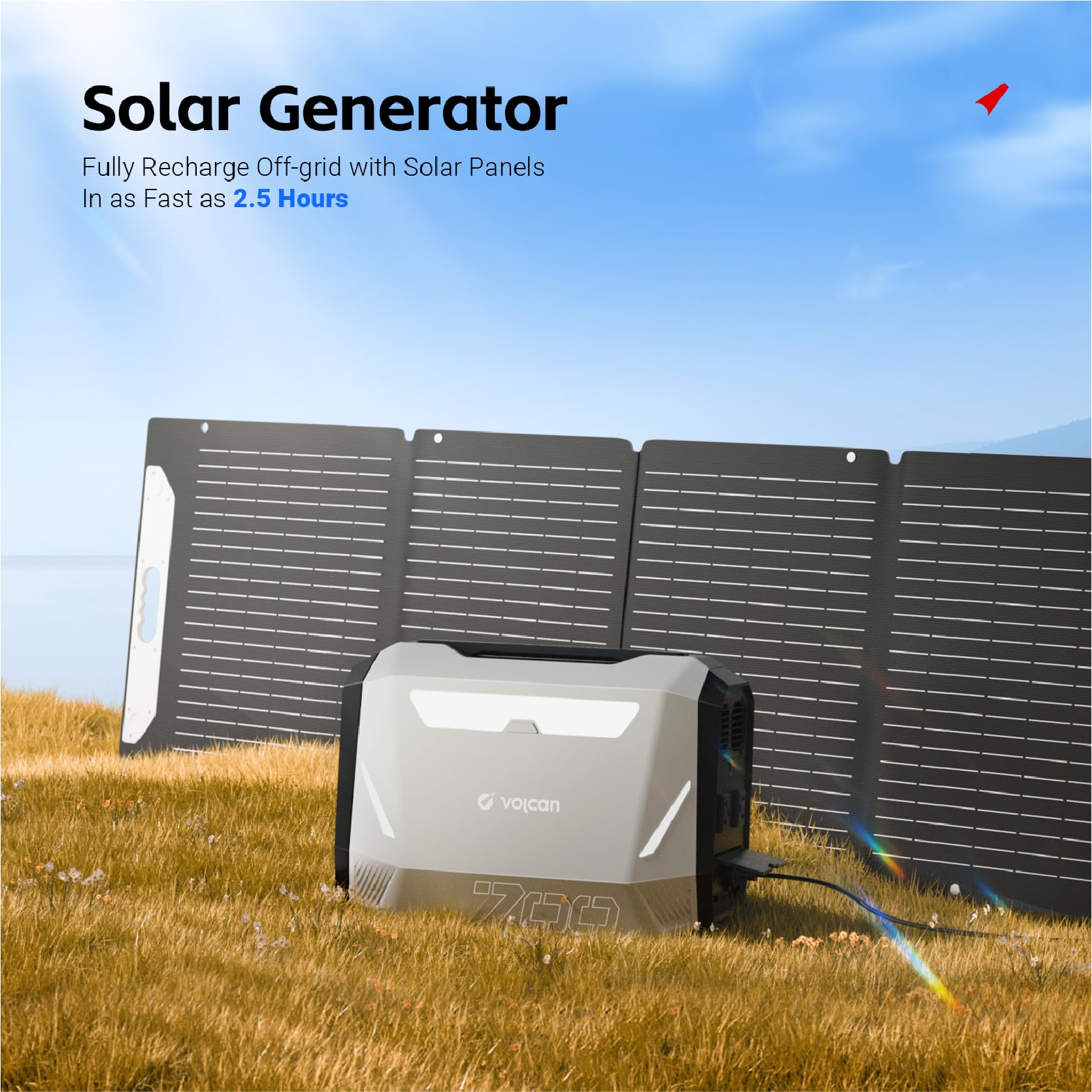 Solar Panels, Volcan Foldable Portable Solar Panel 120W 20.9V with High-Efficiency Monocrystalline Solar Cells, Ideal for Power Stations Outdoor Solar Generators