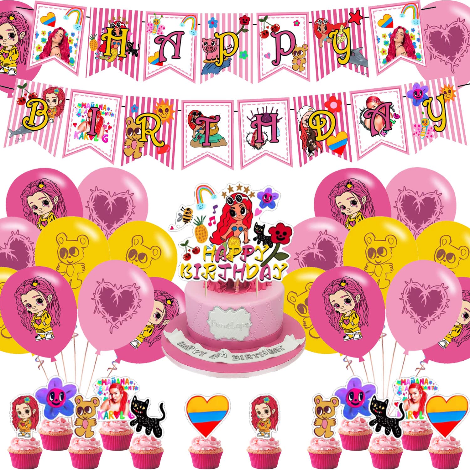 Manana Sera Bonito Party Decorations,Birthday Party Supplies For Manana Party Supplies Includes Banner - Cake Topper - 12 Cupcake Toppers - 18 Balloons