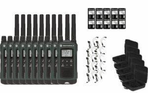 motorola talkabout t465 two-way radios/walkie talkies - weatherproof 22 channels ptt ivox flashlight 10-pack