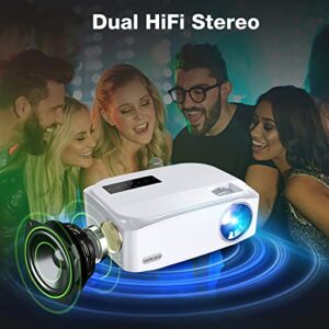 WiFi Projector, GROVIEW Native 1080P Wireless Projector, Support 4K, Supports 5G WiFi, 9500 Lux, 300'' Display Screen, Compatible with iPhone/Android/TV Stick/HDMI/VGA/USB/TV Box/Laptop/DVD/PS4