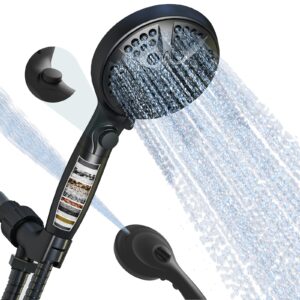 filtered shower head with handheld,twinkle star high pressure 10 mode detachable showerhead built-in power wash with on/off pause switch,15 stage water softener filters for hard water remove chlorine