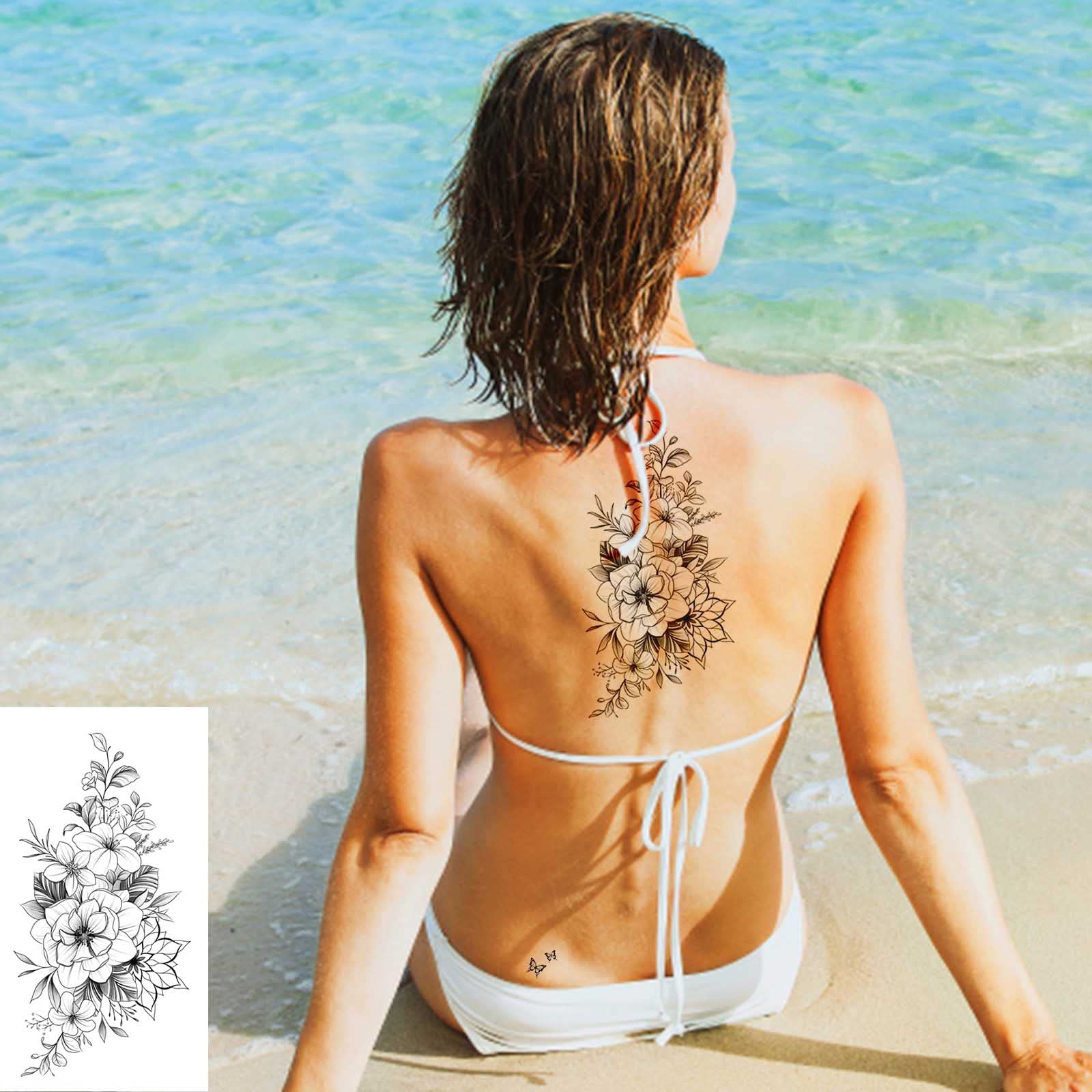 64 Sheets Flowers Temporary Tattoos for Women Girls Adults, Shemboli 3d Floral Tattoo Realistic Fake Tattoos, Waterproof Sunflower Butterfly Tattoo Stickers, Fake Body Arm Neck Chest Shoulder Tattoos