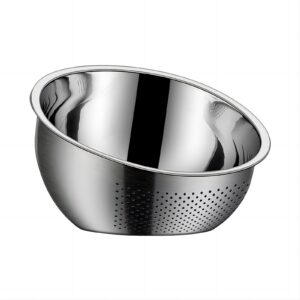 greatlink stainless steel colander rice washing bowl - 4 in 1 washing bowl kitchen colander strainer fine mesh strainer for washing vegetables, fruit, beans & pasta, microporous colander washing bowl