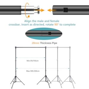 Aureday Backdrop Stand, 10x10ft Adjustable Photo Backdrop Stand for Parties, Heavy Duty Background Stand with Travel Bag, Backdrop Clamps, Crossbars, 2 Sandbags for Wedding/Decorations/Photoshoot