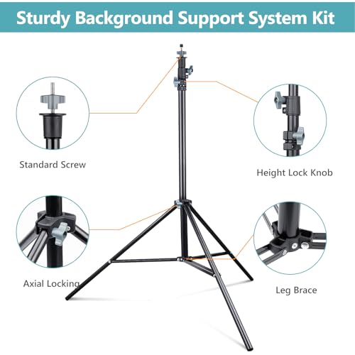 Aureday Backdrop Stand, 10x10ft Adjustable Photo Backdrop Stand for Parties, Heavy Duty Background Stand with Travel Bag, Backdrop Clamps, Crossbars, 2 Sandbags for Wedding/Decorations/Photoshoot