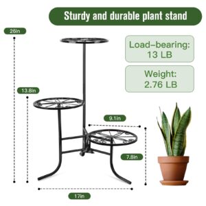 3 Tier Plant Stand, 3 Tier Plant Stands Indoor, Three Tiered Plant Stand Plant Holders for Outside Corner Plant Stand for Patio Garden Living Room Balcony, Black