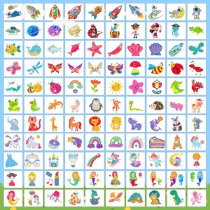 Partywind 408 PCS Temporary Tattoos for Kids, Glow and Glitter Fake Tattoo Stickers for Boys Girls Party Supplies Favors, Cute Goodie Bag Stuffers Gifts for Children (Individually Wrapped Sheet)