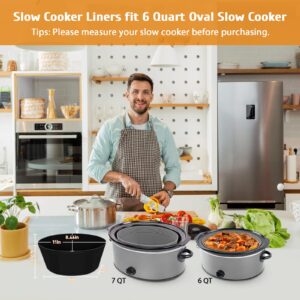 Slow Cooker Liners fit Crock-Pot 6 Quart Oval Slow Cooker,Reusable & Leakproof Dishwasher Safe Cooking Liner for 6 QT Crock Pot (1pcs-black-6QT)