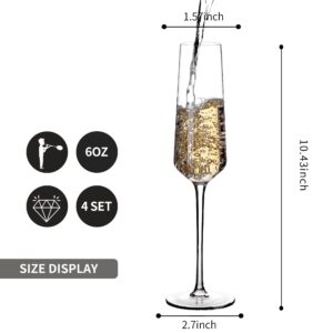 MACLETON Champagne Flutes Set of 4, Premium Stemmed Crystal Champagne Glasses – Exquisite Craftsmanship – Ideal for Home Bar, Special Occasions