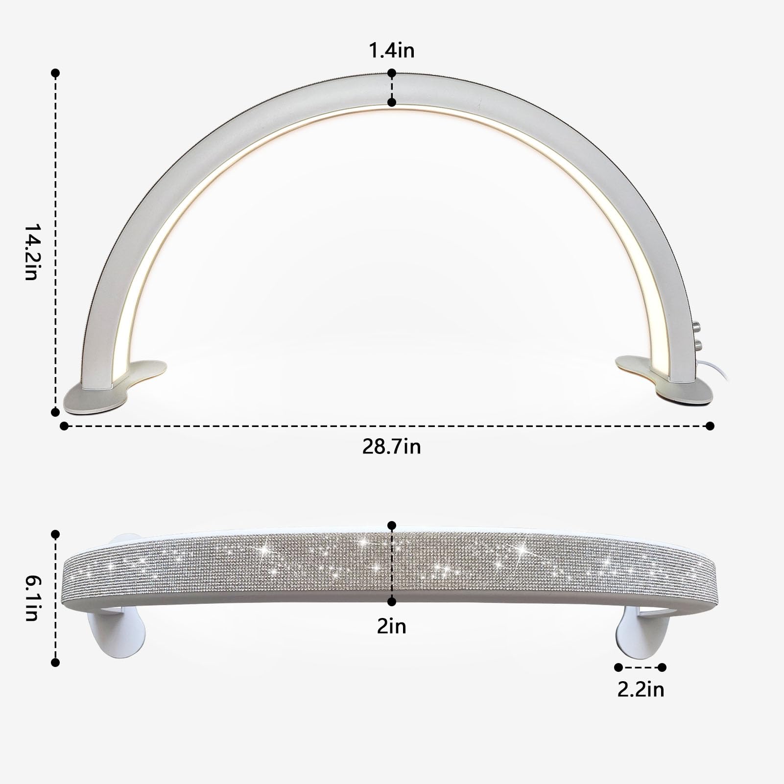 KMLSHLL Half Moon Nail Desk Lamp, Moon Lamp for Nails Lamp Light with Stepless Dimming and 3 Color Temperature