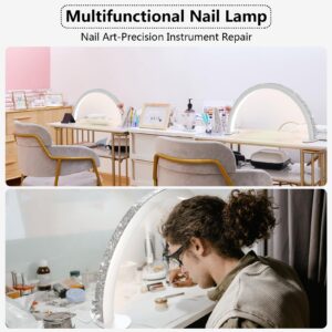 KMLSHLL Half Moon Nail Desk Lamp, Moon Lamp for Nails Lamp Light with Stepless Dimming and 3 Color Temperature