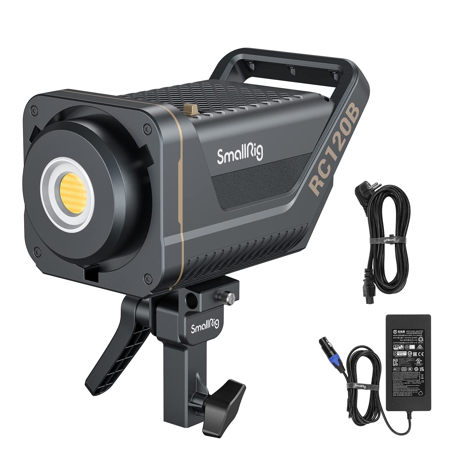 SmallRig RC 120B 120W COB LED Video Light, 2700K-6500K, 4,450Lux@1m and SmallGoGo App Control, TLCI 96+ CRI 95+, 9 Lighting Effects, Support AC Adapter and 14.4V/26V V-Mount Battery- 4207