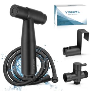 new version handheld bidet sprayer for toilet, ysnol premium stainless steel bathroom bidet sprayer set with superior complete accessories&one button switch, support wall or toilet mount - matte black