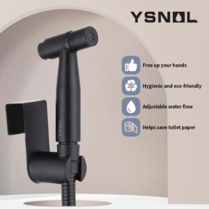 New Version Handheld Bidet Sprayer for Toilet, Ysnol Premium Stainless Steel Bathroom Bidet Sprayer Set with Superior Complete Accessories&One Button Switch, Support Wall or Toilet Mount - Matte Black