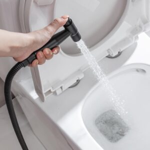 New Version Handheld Bidet Sprayer for Toilet, Ysnol Premium Stainless Steel Bathroom Bidet Sprayer Set with Superior Complete Accessories&One Button Switch, Support Wall or Toilet Mount - Matte Black