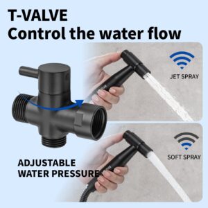 New Version Handheld Bidet Sprayer for Toilet, Ysnol Premium Stainless Steel Bathroom Bidet Sprayer Set with Superior Complete Accessories&One Button Switch, Support Wall or Toilet Mount - Matte Black