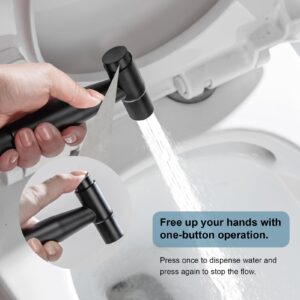 New Version Handheld Bidet Sprayer for Toilet, Ysnol Premium Stainless Steel Bathroom Bidet Sprayer Set with Superior Complete Accessories&One Button Switch, Support Wall or Toilet Mount - Matte Black