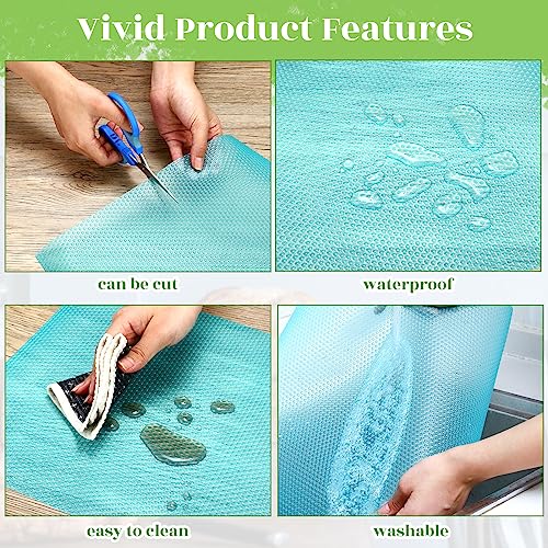 Nuanchu 4 Pcs Refrigerator Liners 4 Color Mixed Fridge Liner 12 x 118 inch Washable Oilproof Refrigerator Mats Waterproof Cover Pads for Freezer Kitchen Cabinet Drawer Cupboard Glass Shelves Table