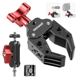 neewer super clamp with dual ballhead magic arm, cold shoe mount, 1/4" 3/8" threads compatible with smallrig accessories, light clamp camera clamp max load 2.2kg compatible with gopro insta360, ua023